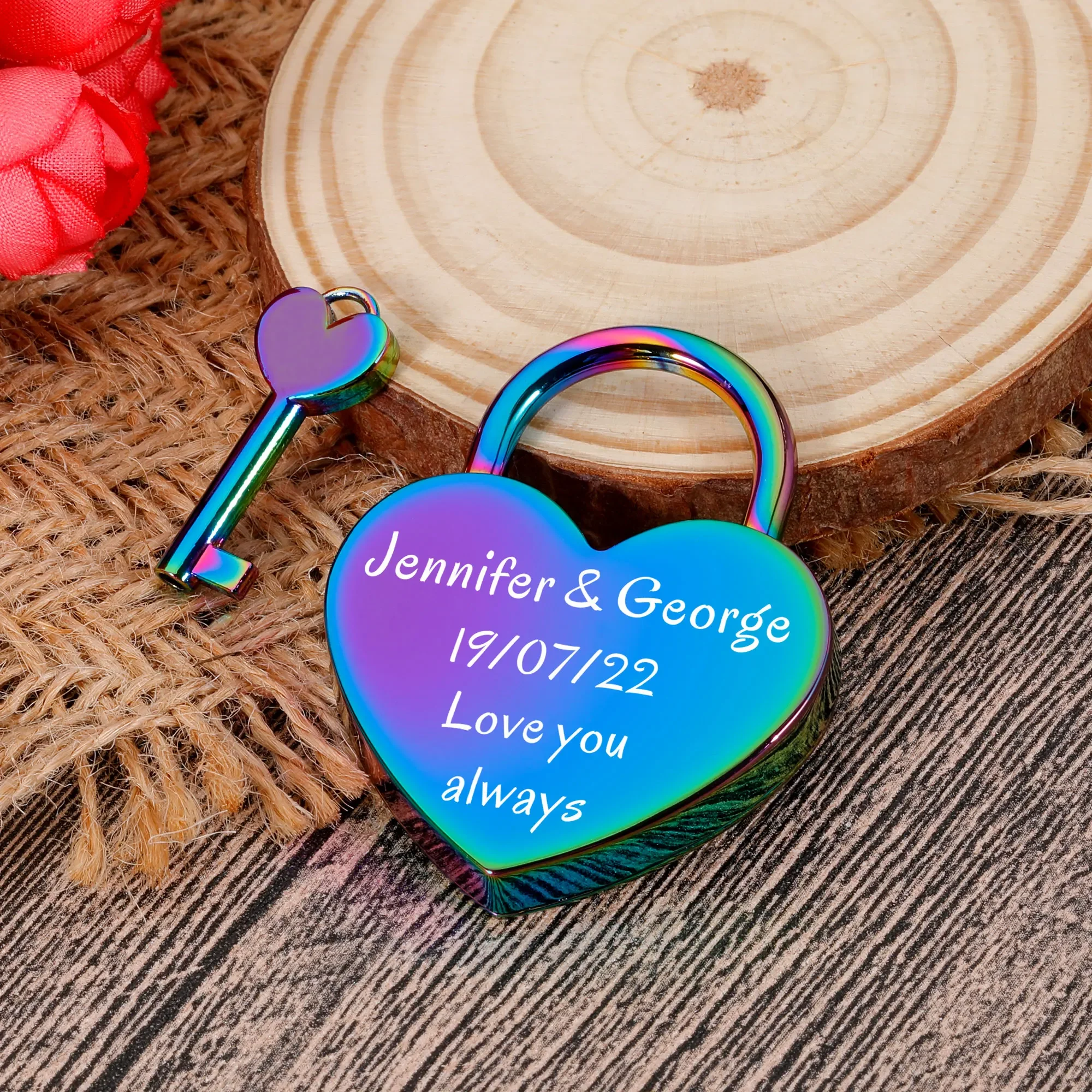 Personalized-Couples-Rainbow-Heart-Padlock-Engraved-Name-Date-Love-Lock ...