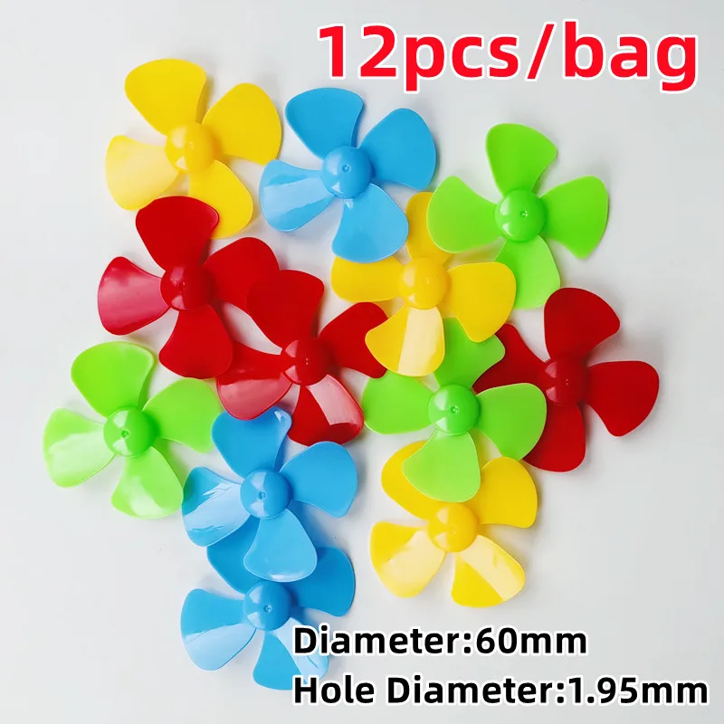 12pcs-Micro-DIY-Motor-2mm-Shaft-Propeller-with-4-Vanes-60mm-Fan-Shape ...