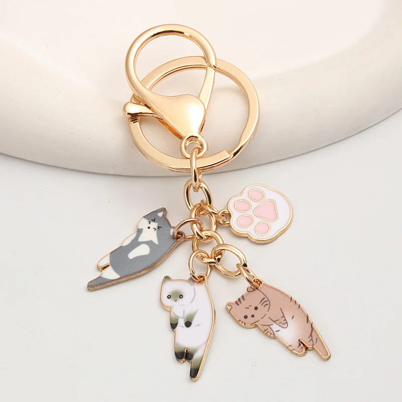 Kawaii-Cat-Keychain-Pet-Paw-Key-Ring-Animal-Footprint-Key-Chains ...