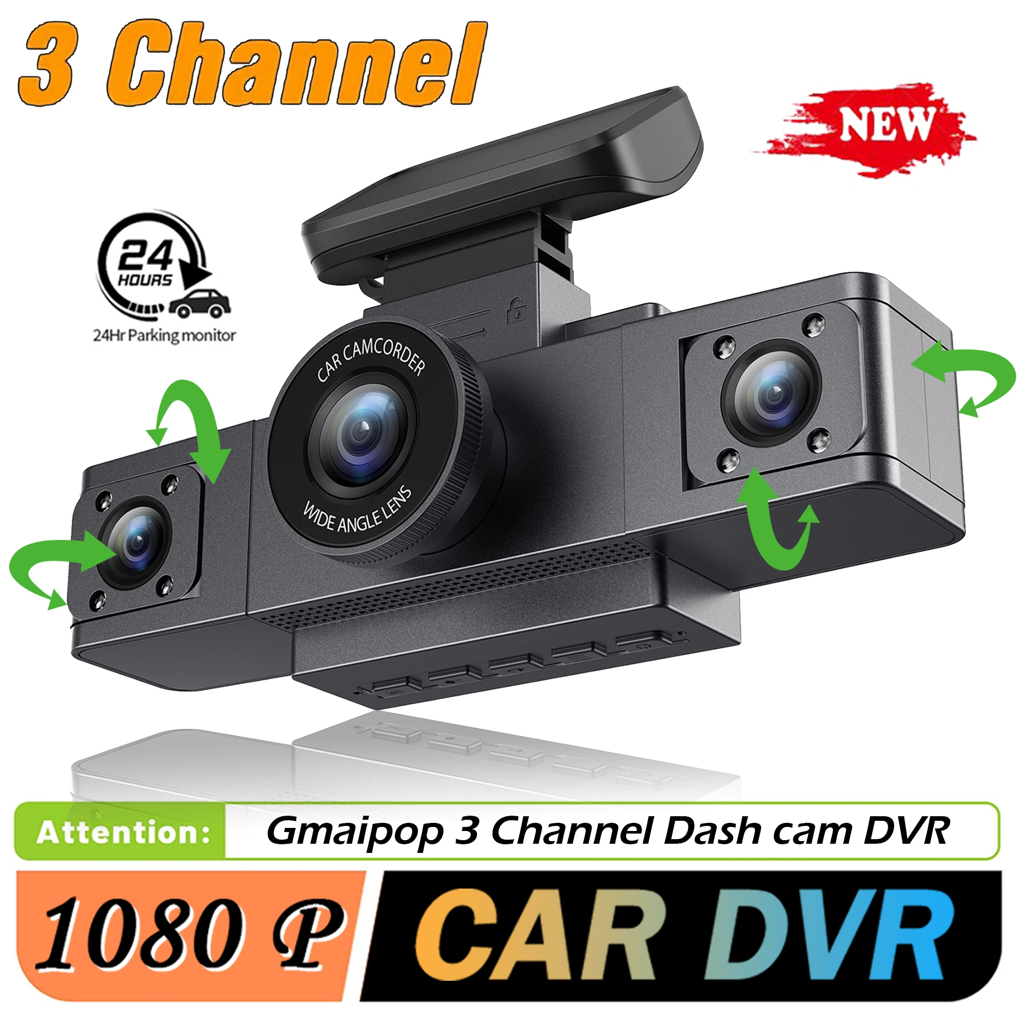 Dashcam-3-Channel-Black-Box-Video-Recorder-dash-car-Three-Lens-Car ...