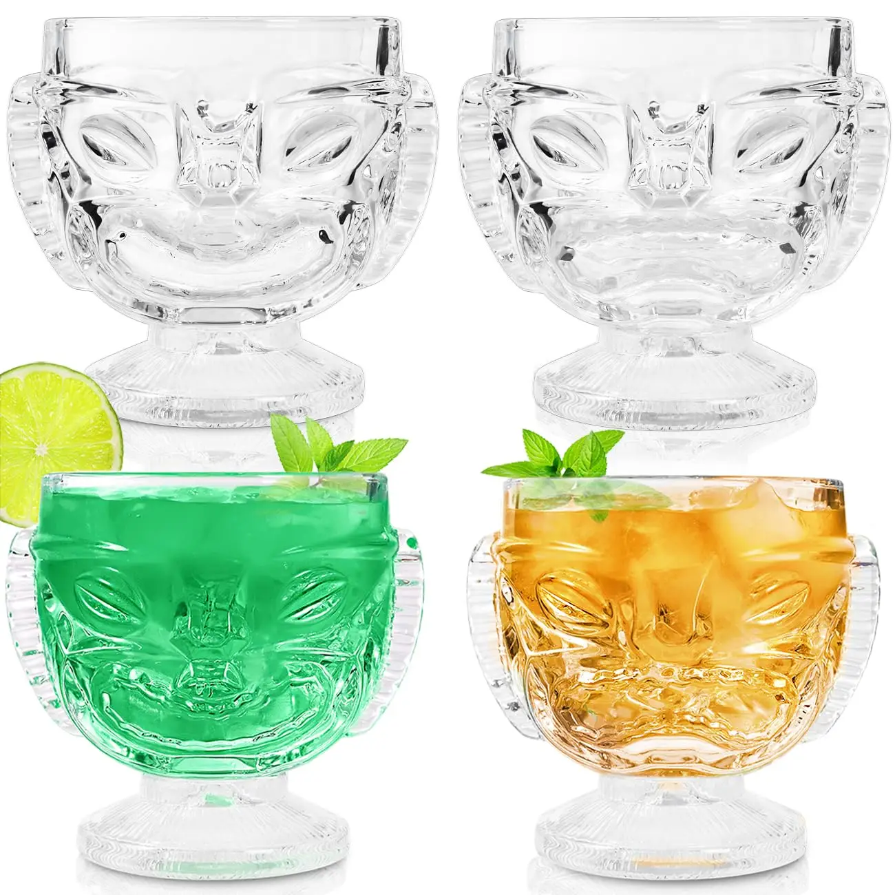 Clear-Tiki-Mug-Set-Modern-Bar-Cocktail-Glass-Tiki-Bar-Home-Party-Mojito ...