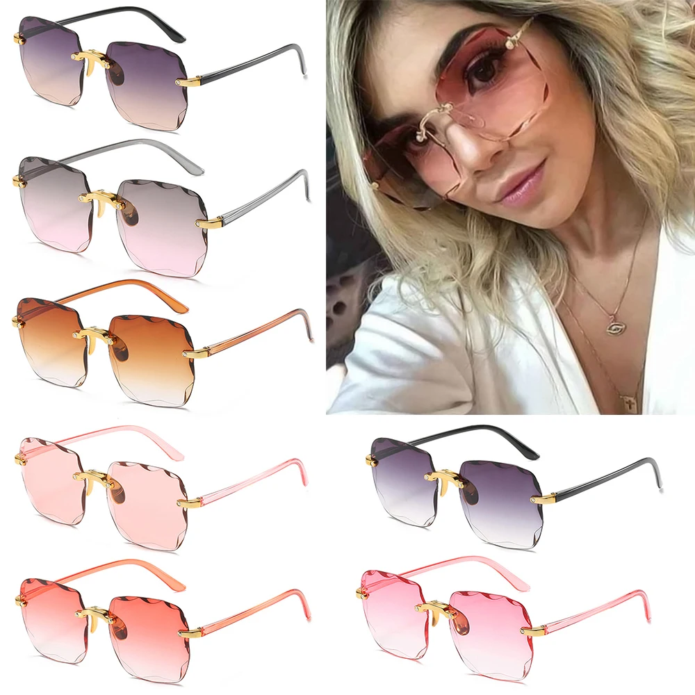Summer-Transparent-Vintage-UV400-Frameless-Eyewear-Shades-Square ...