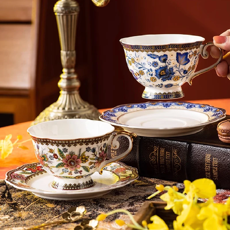 Ceramic-Afternoon-Tea-Cups-and-Saucers-Office-Bone-China-Coffee-Cups ...
