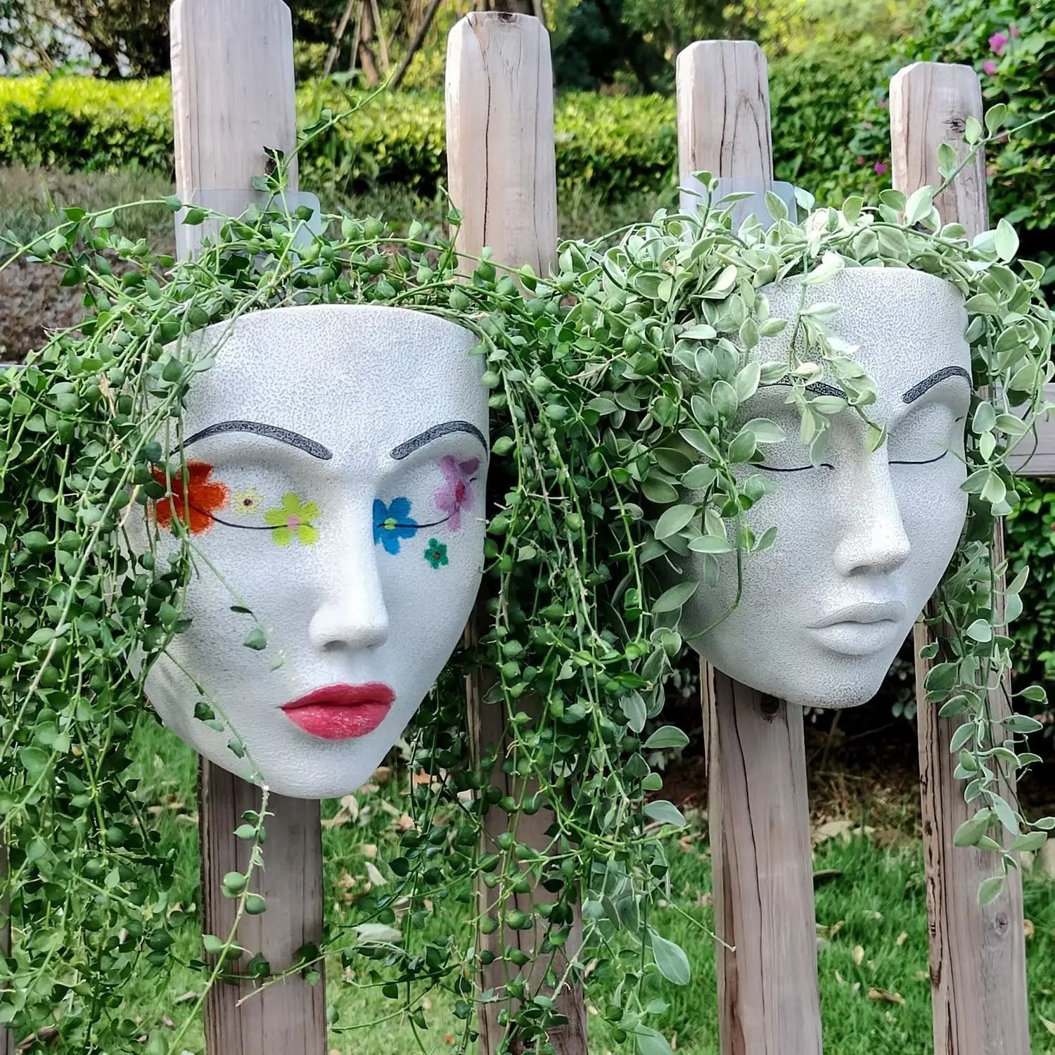 New-Resin-Wall-hanging-Flower-Pot-Human-Face-Plant-Pots-Vase-Hanging ...