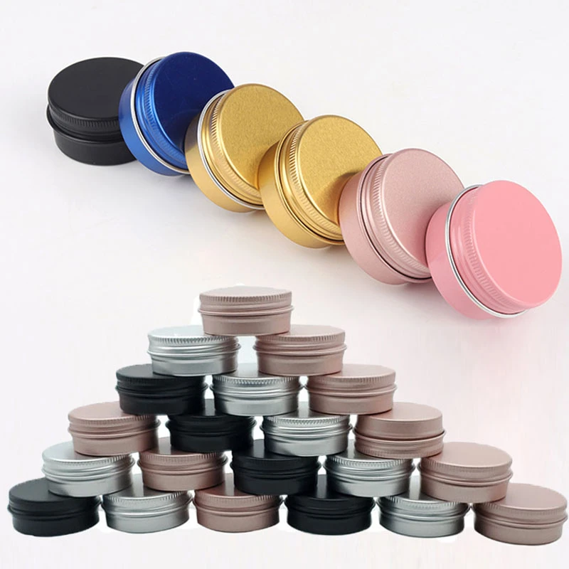 10pcs 5g 10g 15g 20g 30g 50g 60g Empty Metal Aluminum Tins Cans Screw Top Round Candle Spice ...