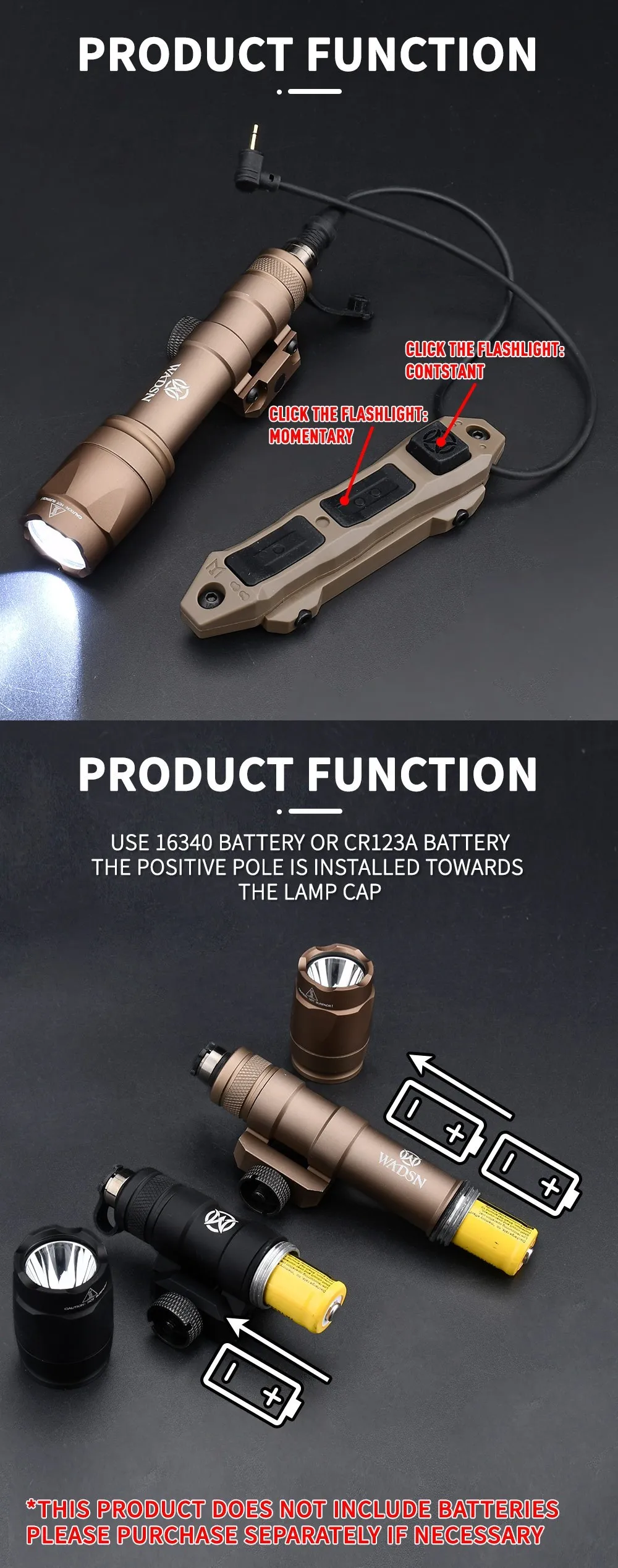 Wadsn Airsoft M300 Tactical Flashlight SF M600 Scout Light LED Hunting ...