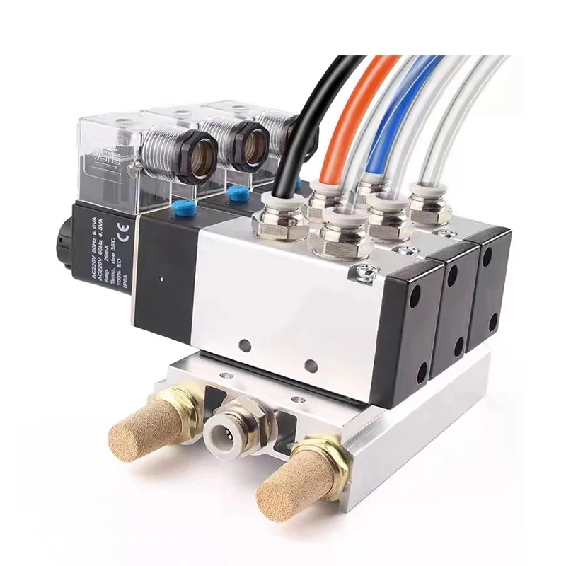 4V210-08 5 Way 2 Position Magnetic Manifold Valve Group Set Pneumatic ...