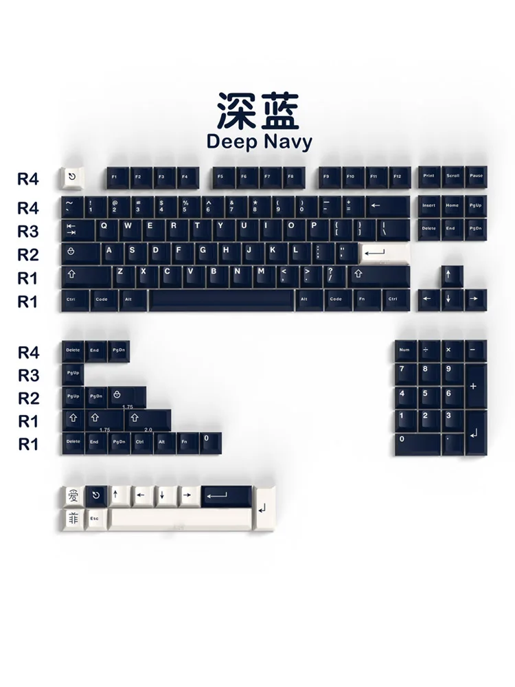 132-Keys-Deep-Navy-Blue-Keycaps-for-Mechanical-Keyboard-AF-ABS-Double ...