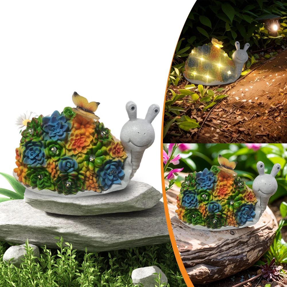 Solar-Powered-Funny-Snail-Decoration-Waterproof-Snail-Succulent ...