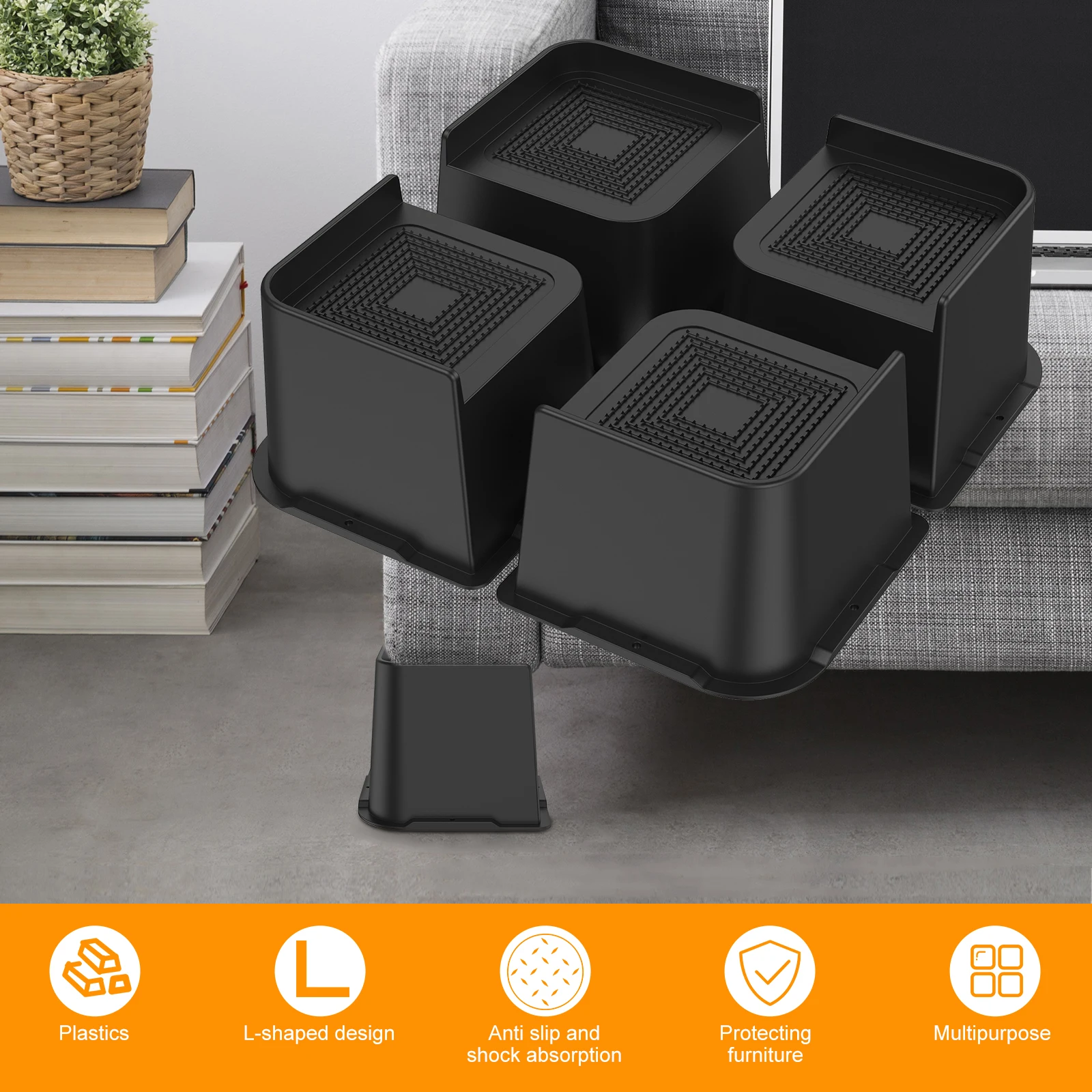 4Pcs-Heavy-Furniture-Foot-Non-Slip-Bed-Risers-Household-Heightening ...