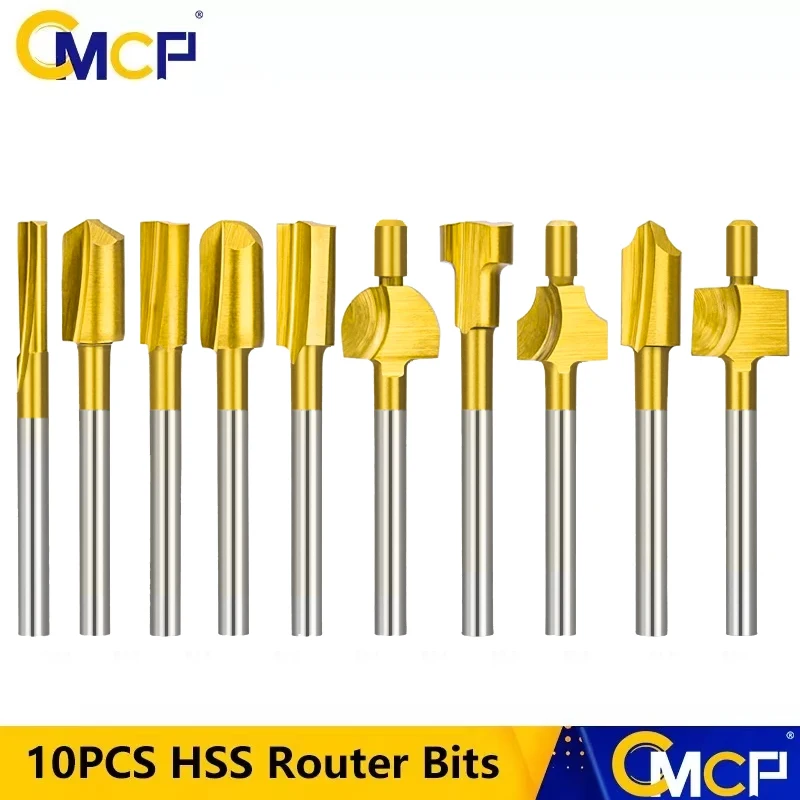 CMCP 10pcs HSS Router Bits Wood Cutter Milling 3mm Shank for Dremel ...