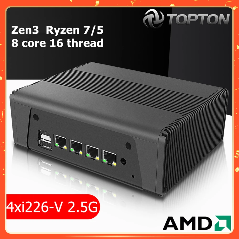 Topton novo amd firewall roteador ryzen 7 5825u 5800u 4x intel i226-V 2 ...