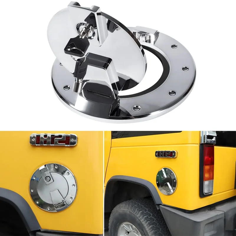 Chrome-Fuel-Door-Locking-Billet-Aluminum-Gas-Tank-Cap-Cover-Fit-for ...