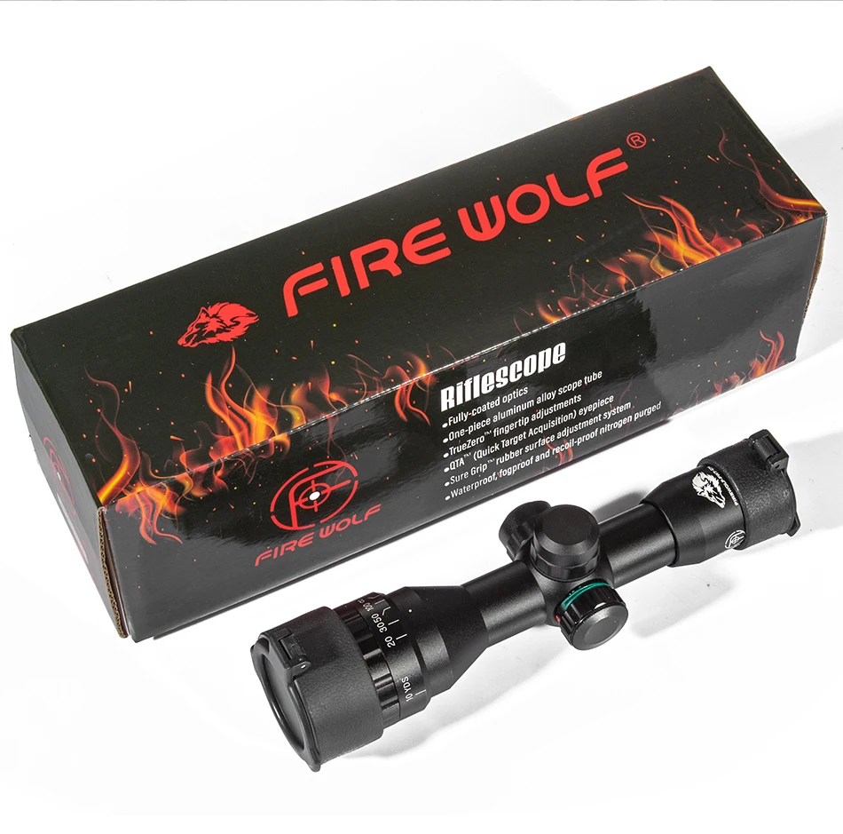 FIRE WOLF 4X32 AOE Rifle Scope with Red Green Illuminated Cross Hunting ...