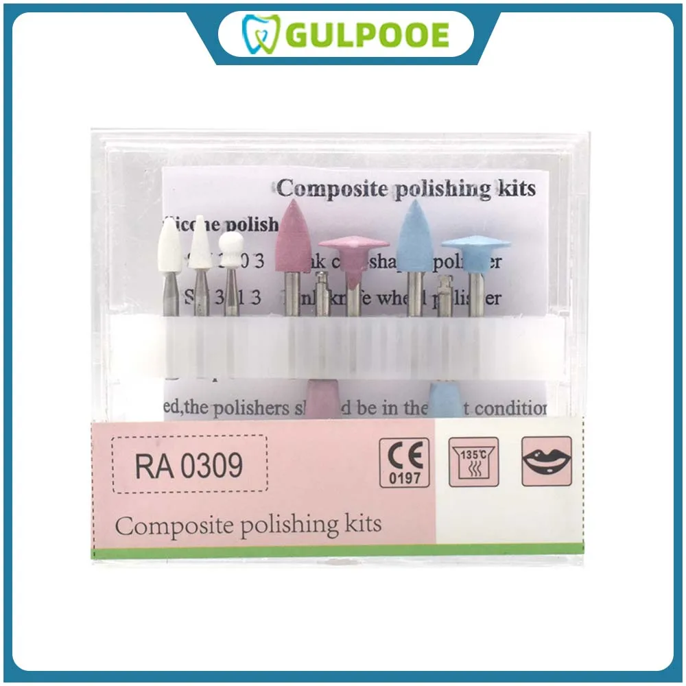 GULPOOE 9pcs/Set Dental Polishing Kit Ra 0309 Rubber Polisher Low Speed ...