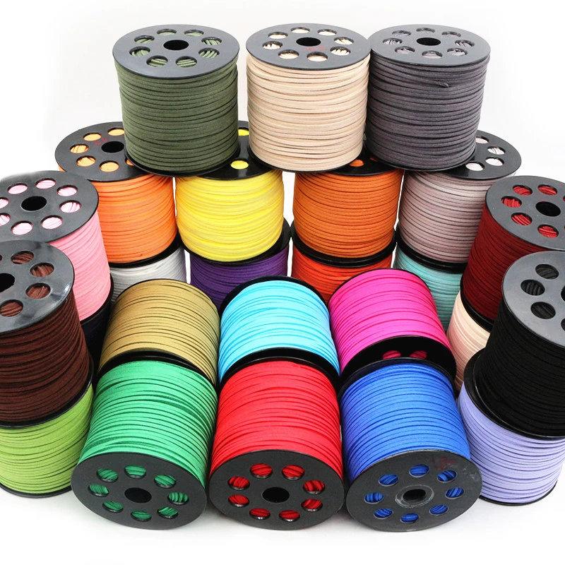 10m/lot 2.5mm Flat Faux Suede Braided Cord Korean Velvet Leather Thread ...