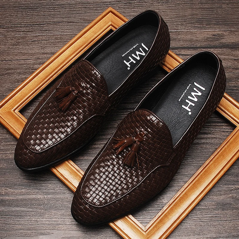 Italy-Men-Loafers-Shoes-Black-Brown-Braid-Tassel-Italian-Men-Dress ...