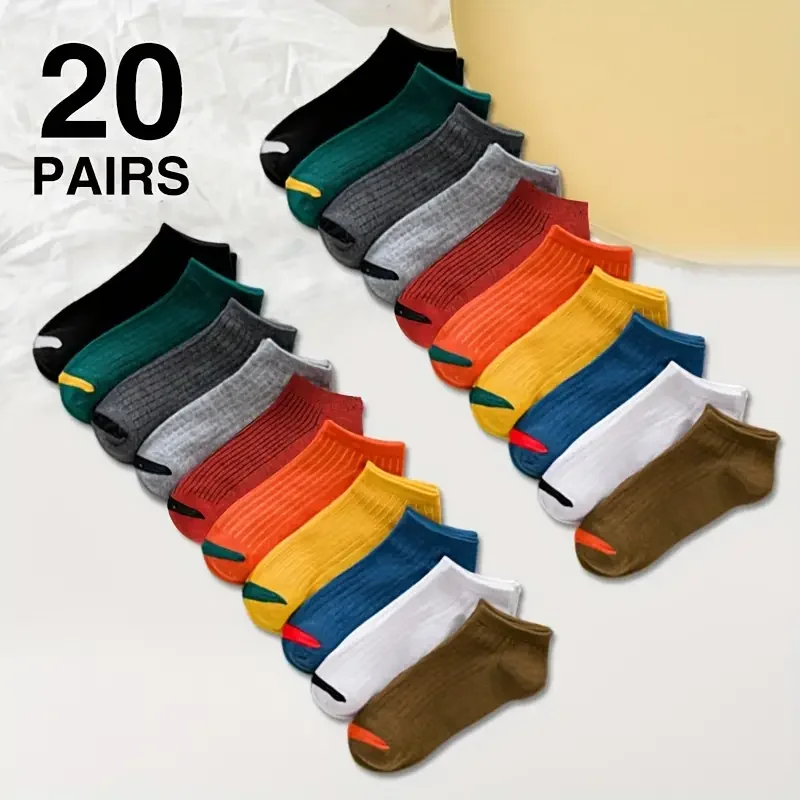 10-20pairs-Soft-and-Lightweight-Colorblock-Low-Cut-Ankle-Socks-for ...