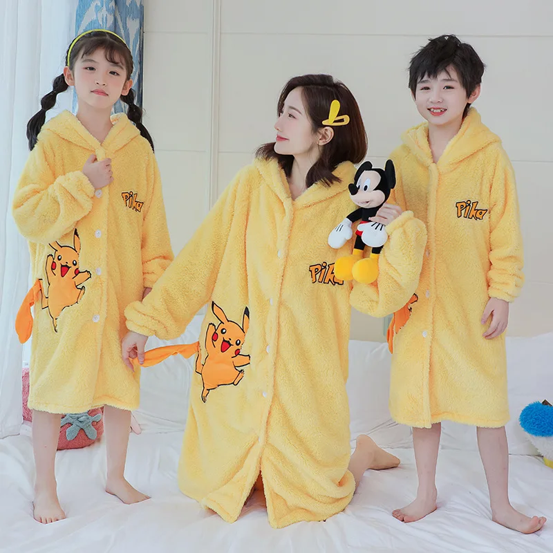 Pokemon-Anime-Pikachu-Autumn-Winter-Hooded-Pajamas-Bathrobes-Kid ...