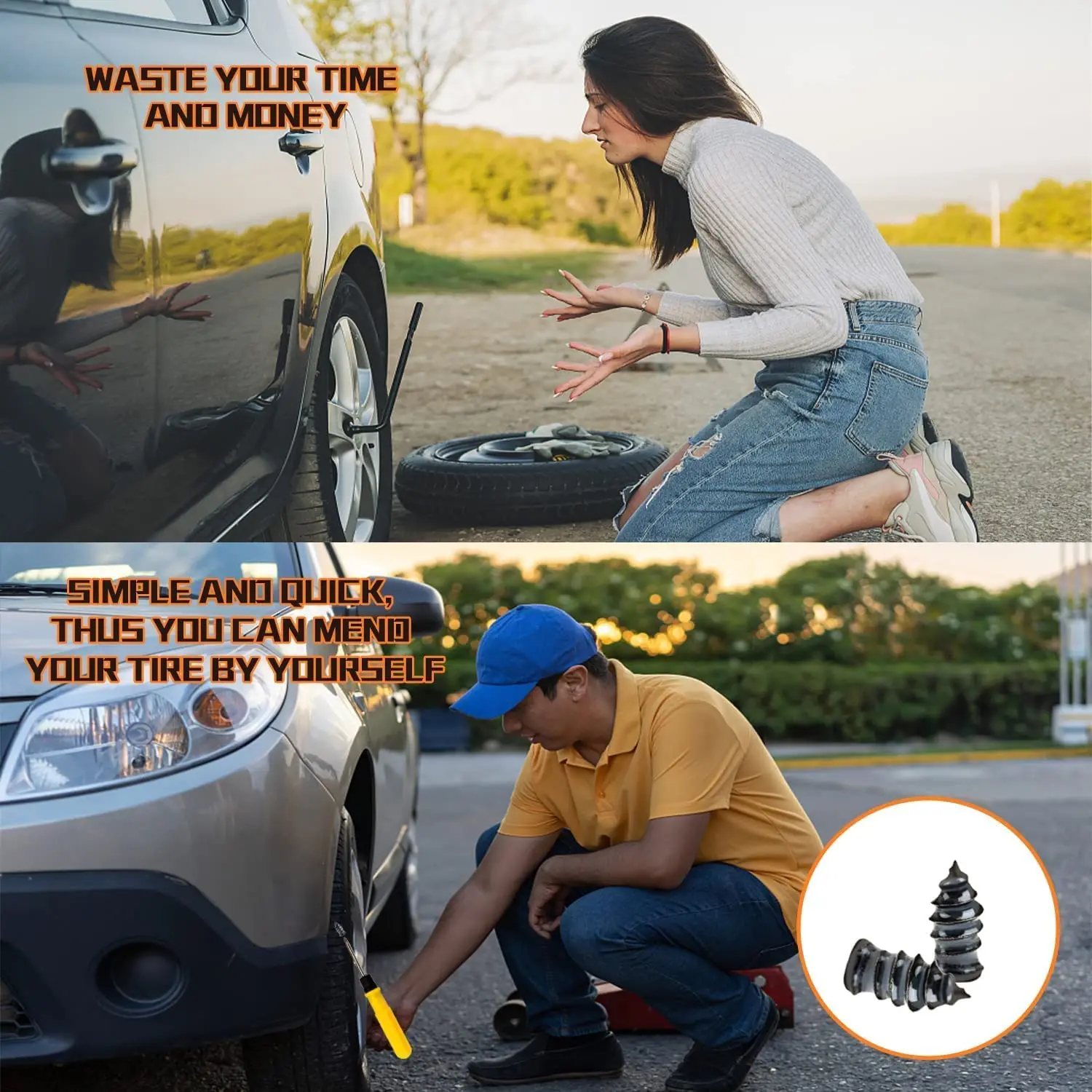 KIT REPARATION PNEU,100 pcs Big--Kit'outils de réparation de crevaison ...