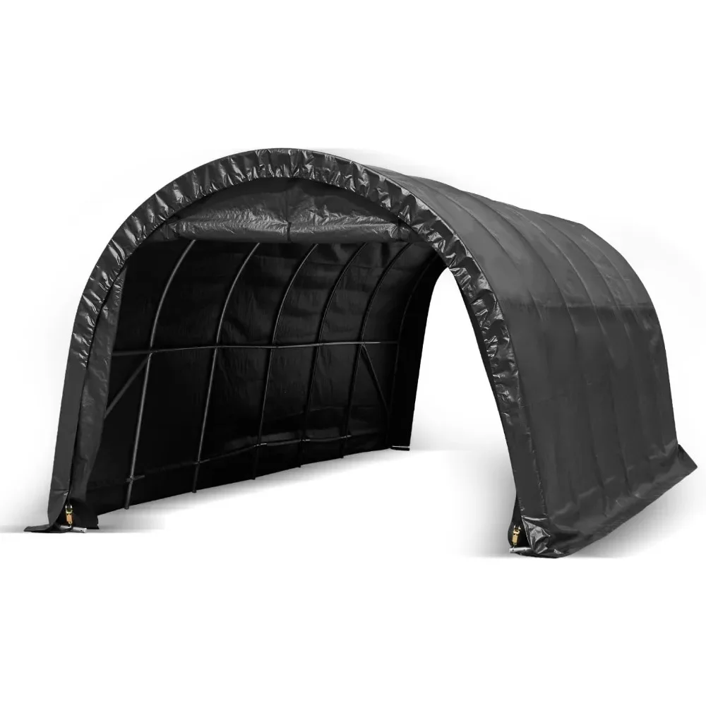 Garagem-de-garagem-com-estrutura-met-lica-de-a-o-telhado-de-estilo ...