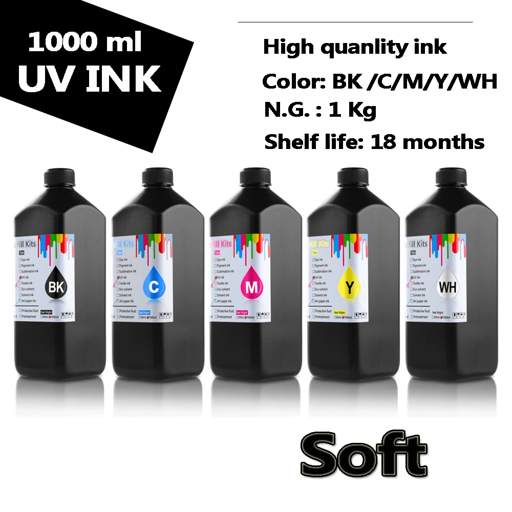 1000ML Soft Led UV ink For Epson 4800 7800 7880 R1900 R2400 1390 L210 ...