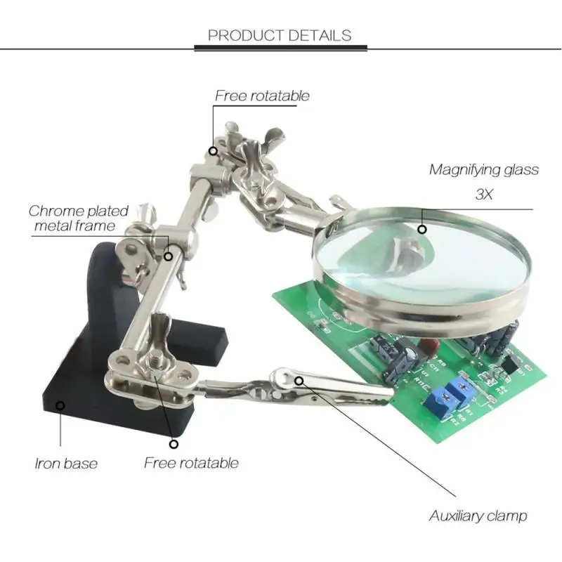Desk-Magnifier-LED-Light-Soldering-Iron-Stand-Clamp-Clip-Helping-Hand ...
