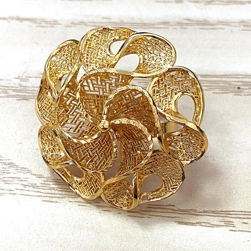 Dubai-Jewelry-24k-Gold-Color-Rings-For-Women-Big-Flower-Design ...
