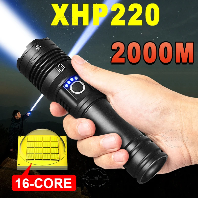 NEW High Power LED Flashlight XHP220 Super Bright Usb Rechargeable ...
