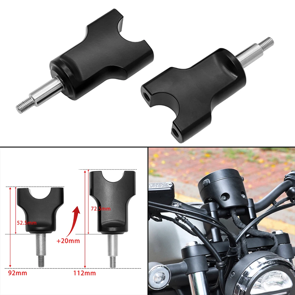 Motorcycle-Black-CNC-Handlebar-Bar-Riser-Clamp-Rise-Up-For-Honda-Rebel ...