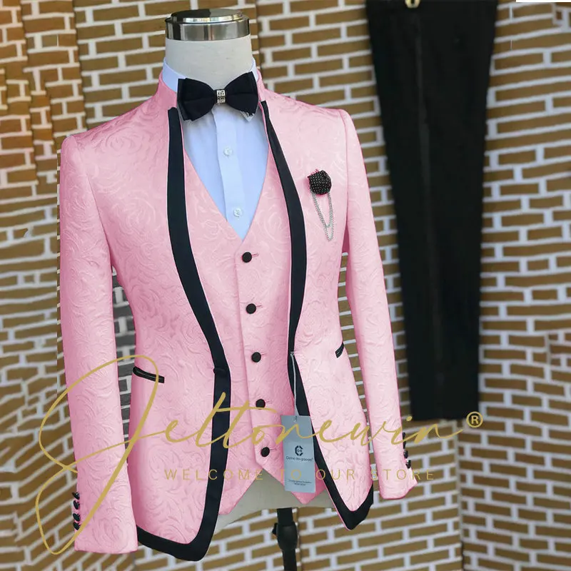 Ternos formais masculinos rosa jacquard gola slim fit blazer elegante ...