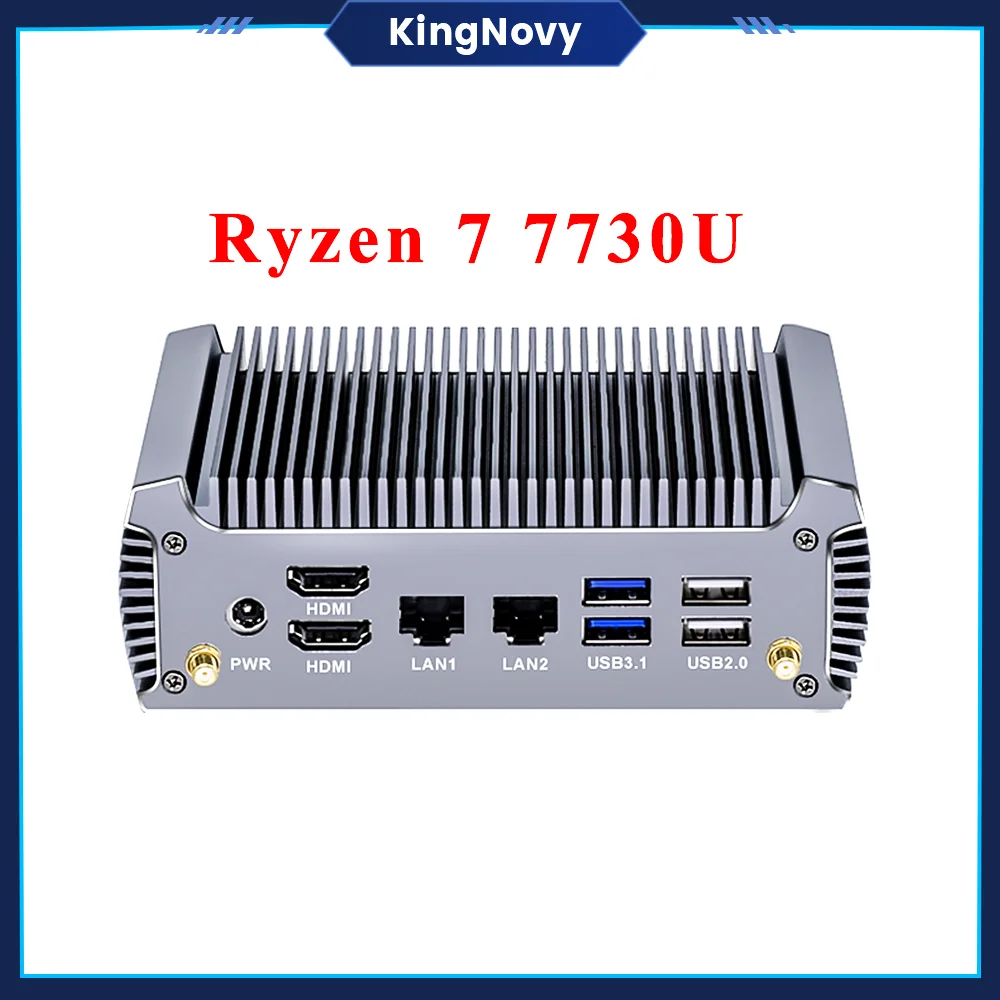 Mini PC AMD Ryzen7 7730U Ryzen 5 7530U Fanless NUC Barebone Desktop Computer 4K Dual HD Win11/10 ...