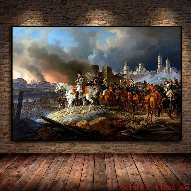 Classial-Artwork-Napoleon-In-Burning-Moscow-Painting-Canvas-Print-HD ...