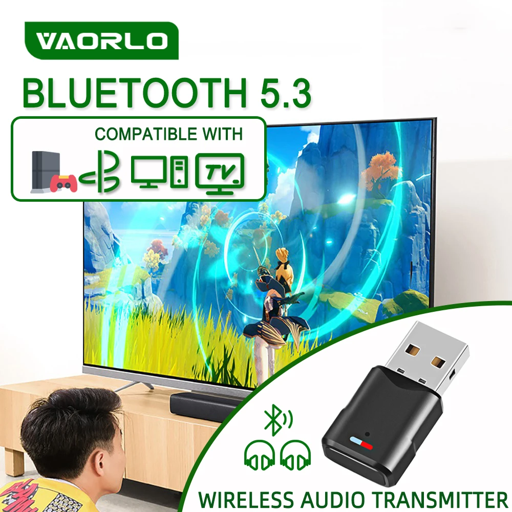 for PS5 PS4 TV Computer Bluetooth Headset Wireless Audio Transmitter ...