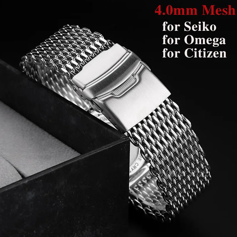 4.0 Thickness Mesh Shark Strap for Seiko for Omega for Citizen Bracelet ...