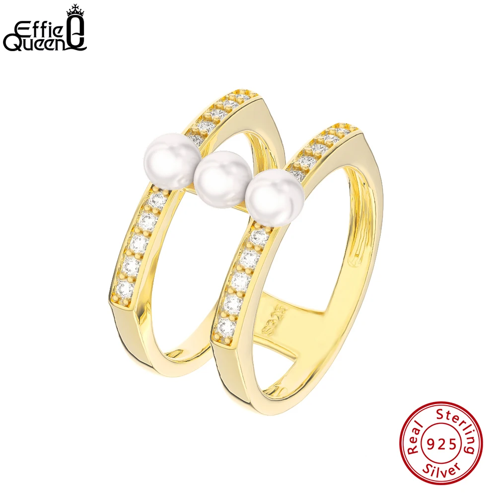 Effie-Queen-925-Sterling-Silver-Double-Layer-Rings-with-Natural-Pearl ...