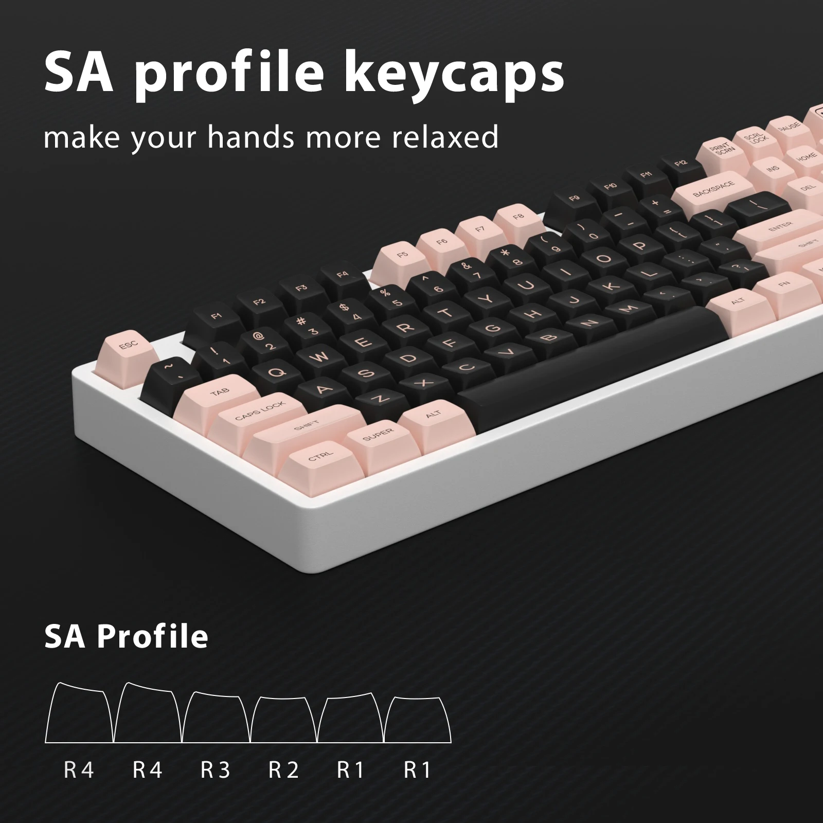 KBDiy SA Profile PBT Keycap for Mechanical Keyboards Black and Pink ...