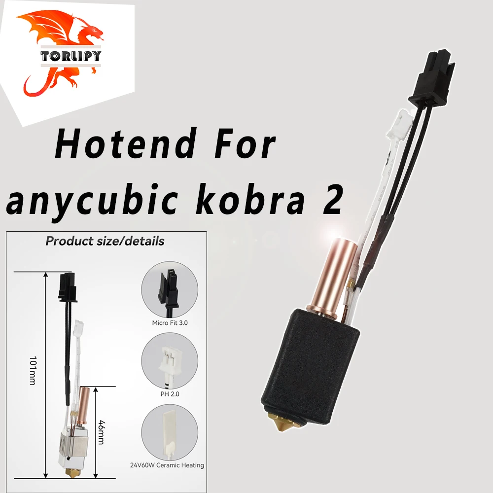Para-anycubic-kobra-2-hotend-24v-60w-termistor-aquecedor-bloco-hotend ...