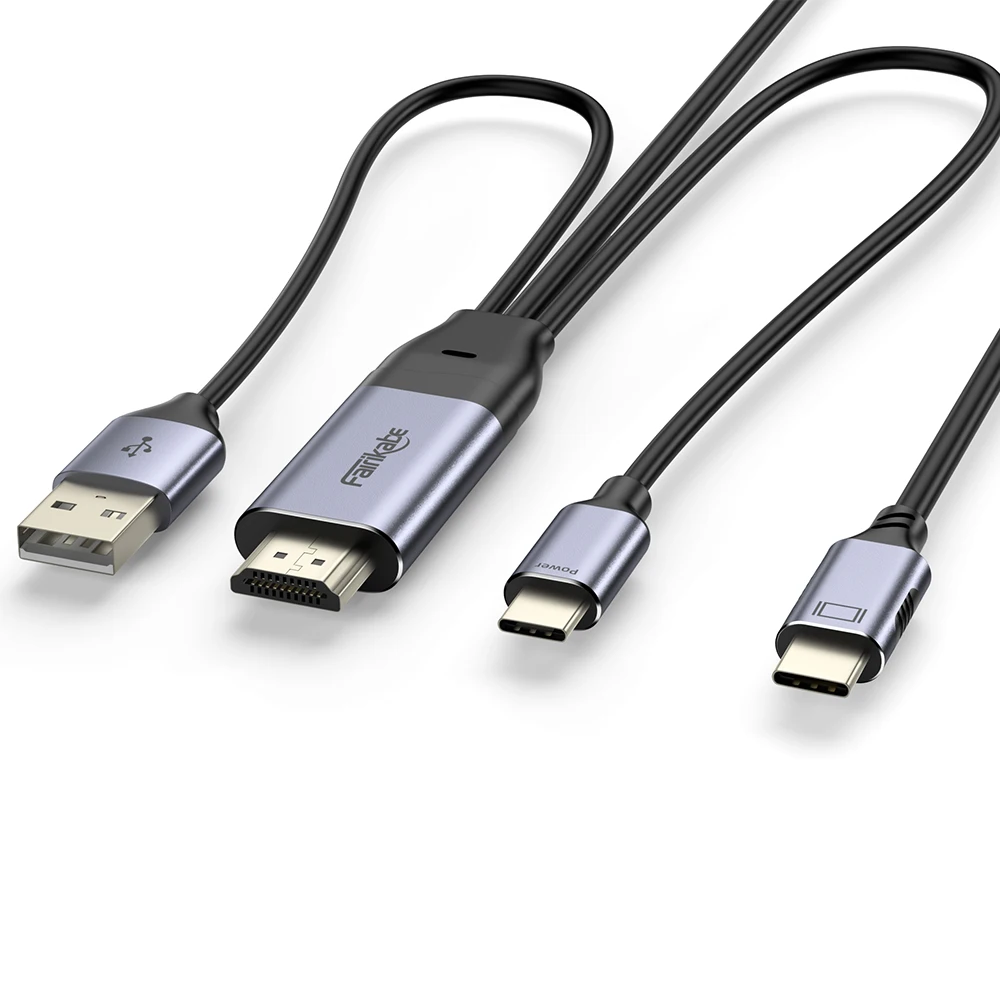 HDMI-compatibl To USB C Adaptor Cable 8.2FT 4K 60Hz With Power Supply ...