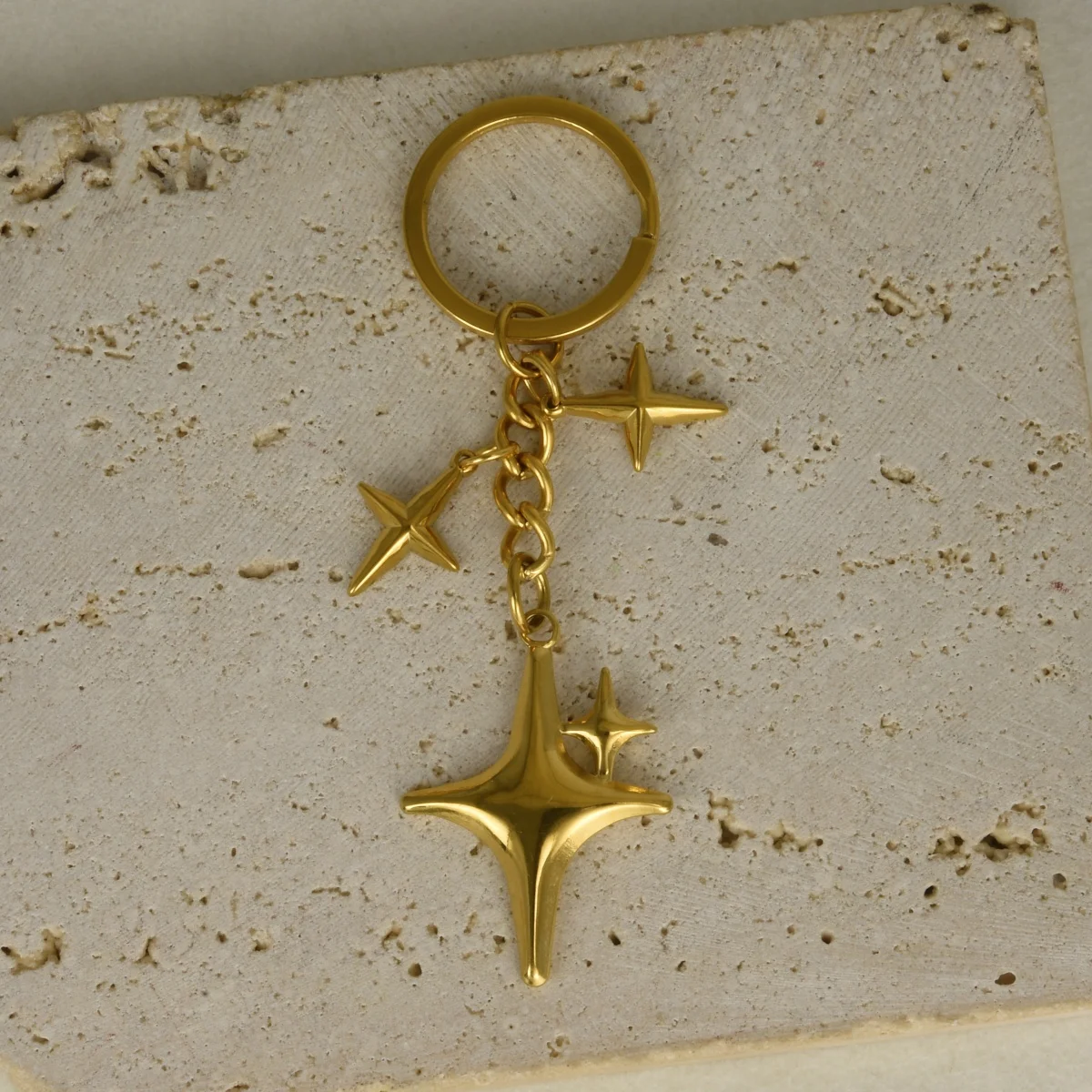 Y2K Gold Plated Keychains Star Stainless Steel Key Rings For Women Men ...