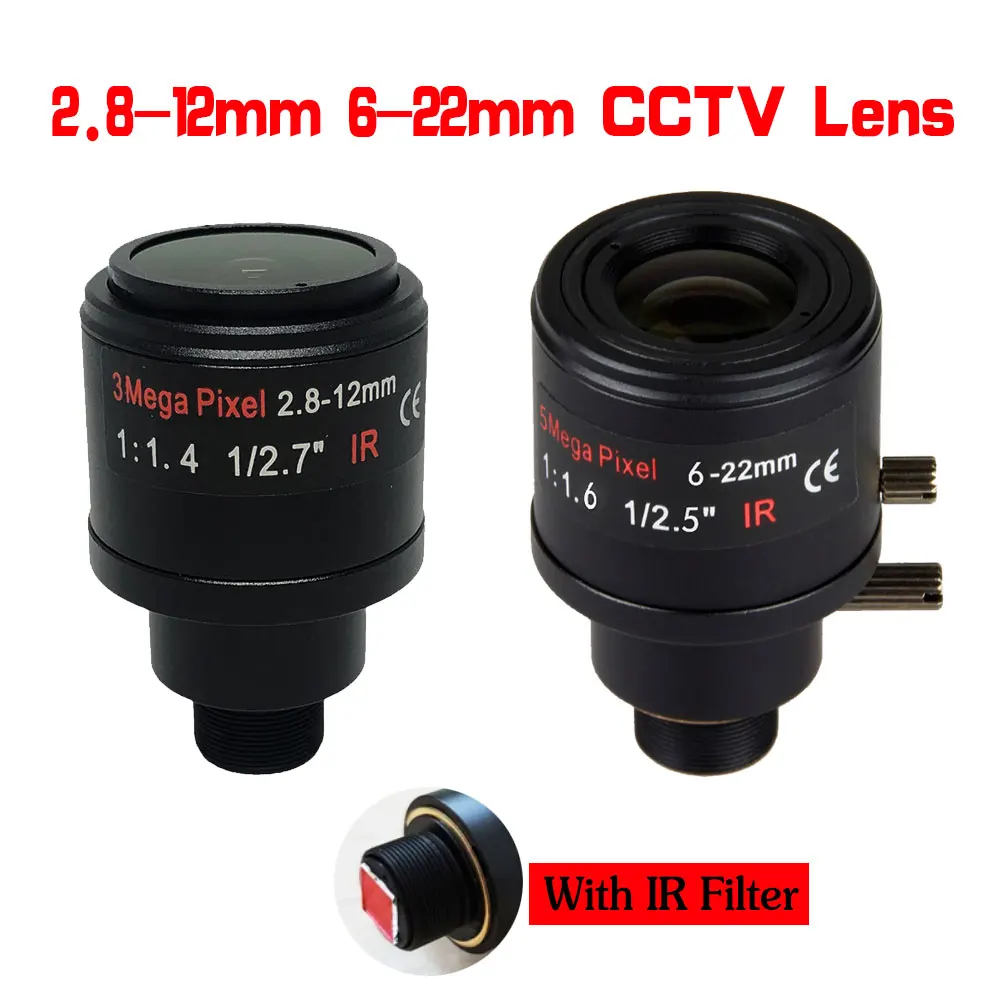 2.8-12mm/6-22mm Varifocal Lens with 650nm IR Filter M12 Mount Manual ...