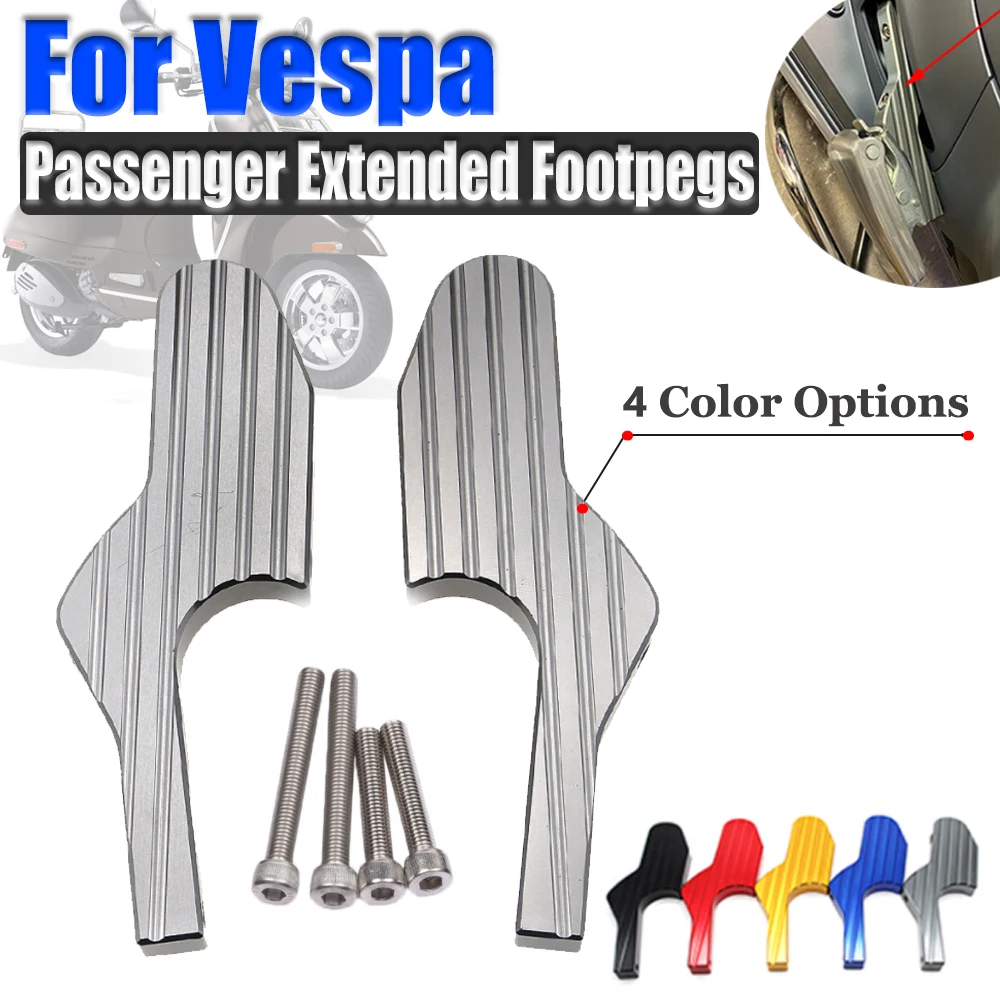 Motorcycle Passenger Foot Pedal Extensions Extended Footpegs For Vespa ...