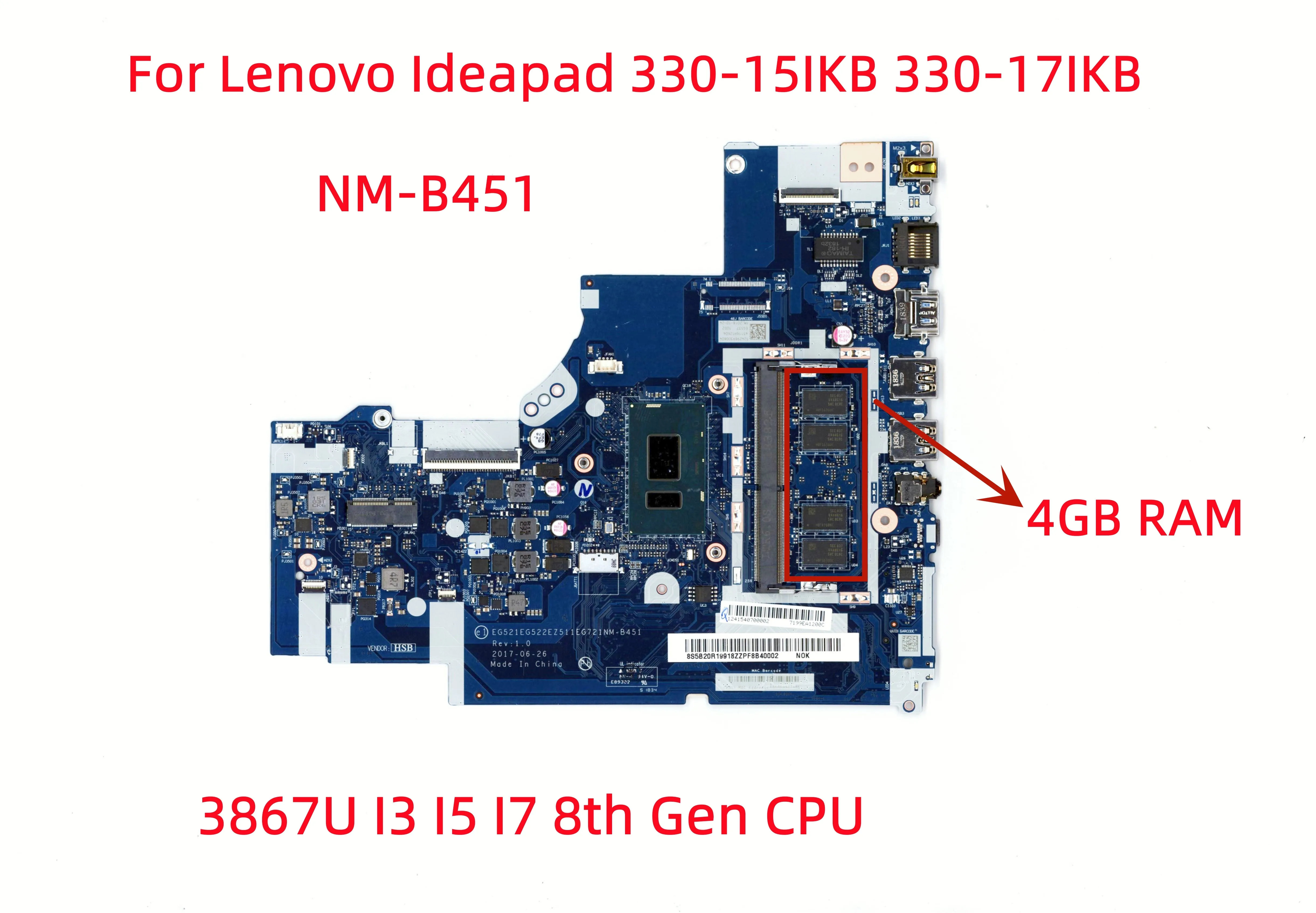 NM-B451 For Lenovo Ideapad 330-15IKB 330-17IKB Laptop motherboard with ...