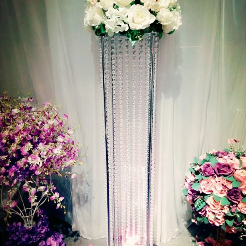 120cm Tall Crystal Pillar Aisle Road Leads Wedding Flower Stand Flower ...
