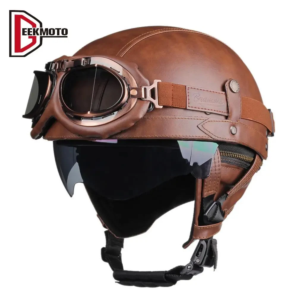 Retro-Helmet-Motorcycle-Leather-Moto-Helmet-Half-DOT-Approved-Casco ...