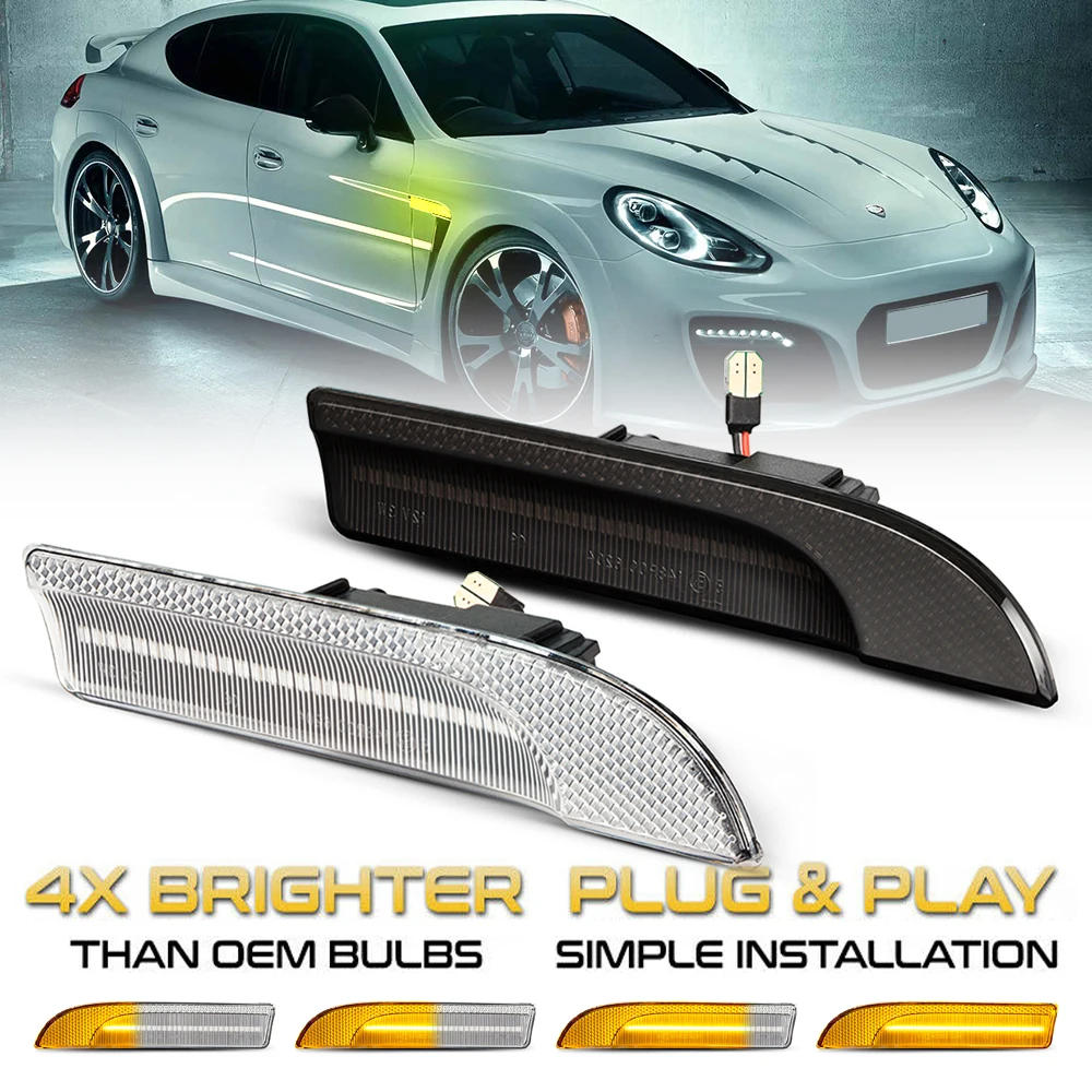 2Pcs-Dynamic-Amber-LED-Side-Marker-Light-Turn-Signal-Lamps-For-Porsche ...