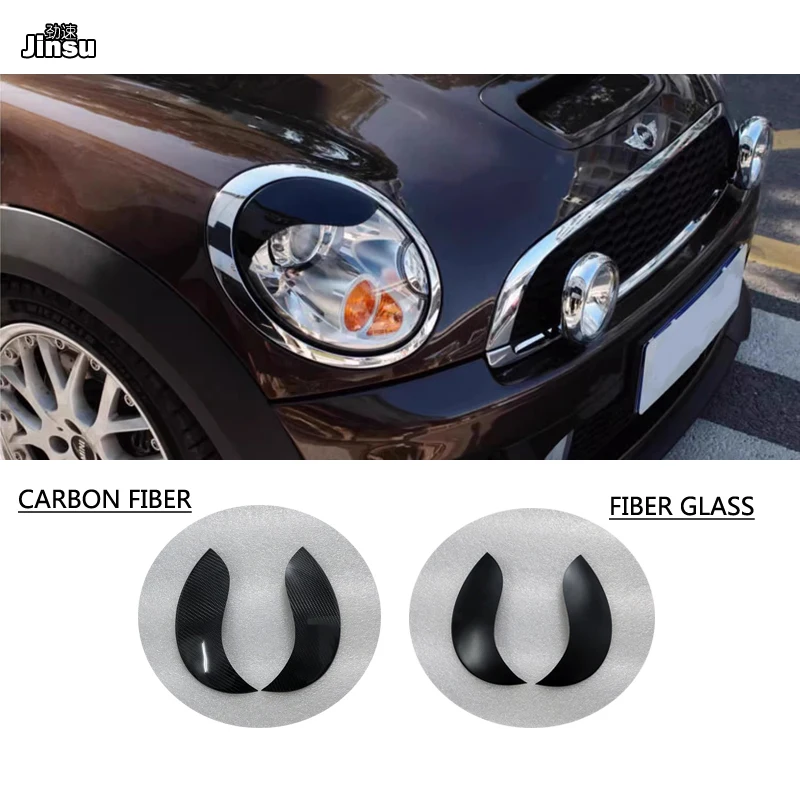 Carbon-Fiber-Car-Headlight-Eyebrows-Cover-Front-Lamp-FRP-Matt-Black ...