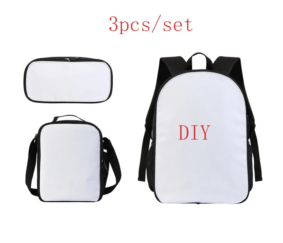 Sublimation DIY White Blank Polyester 3pcs/Set Printing Backpacks ...