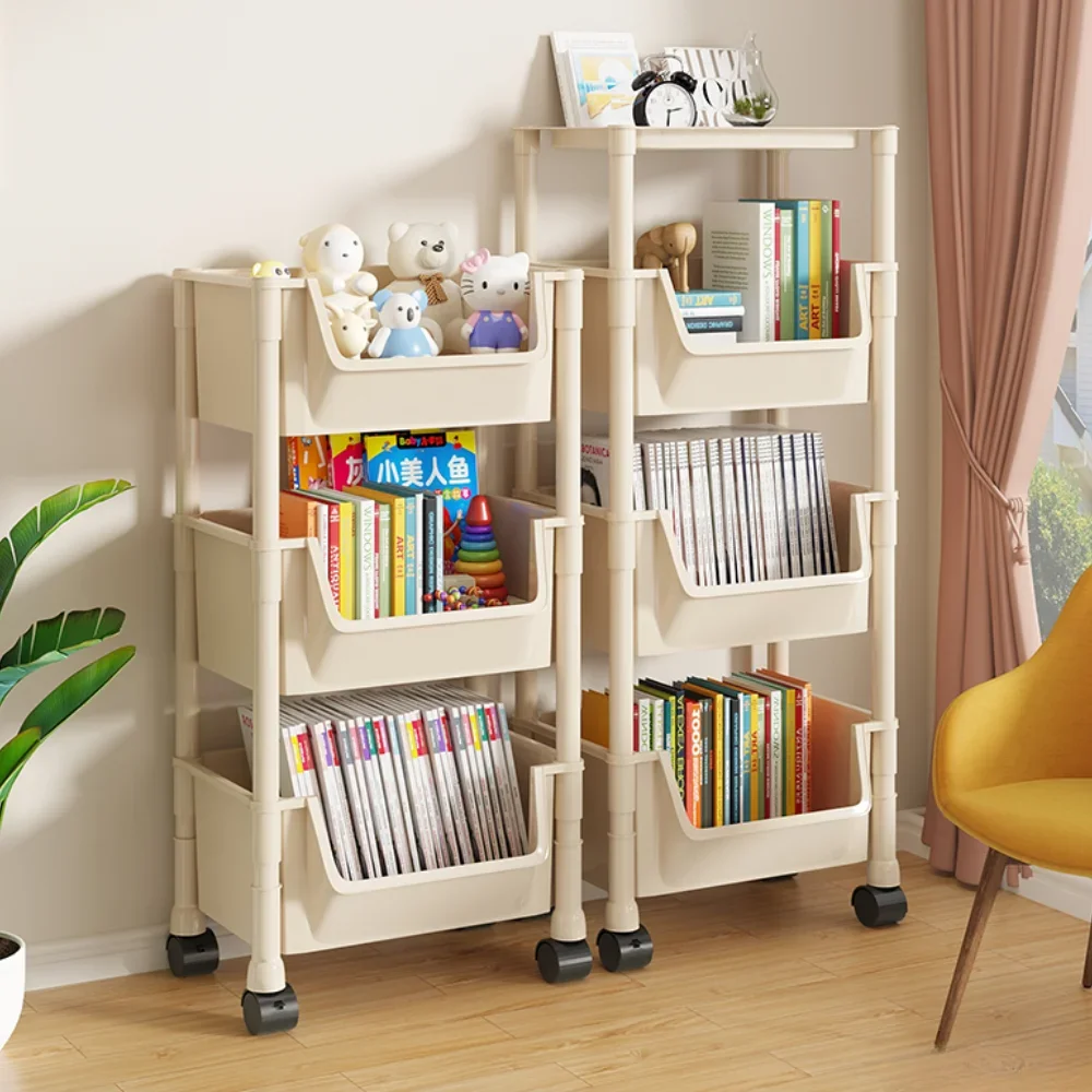Trolley-Bookshelf-Portable-Movable-Toy-Storage-Rack-Household-Large ...