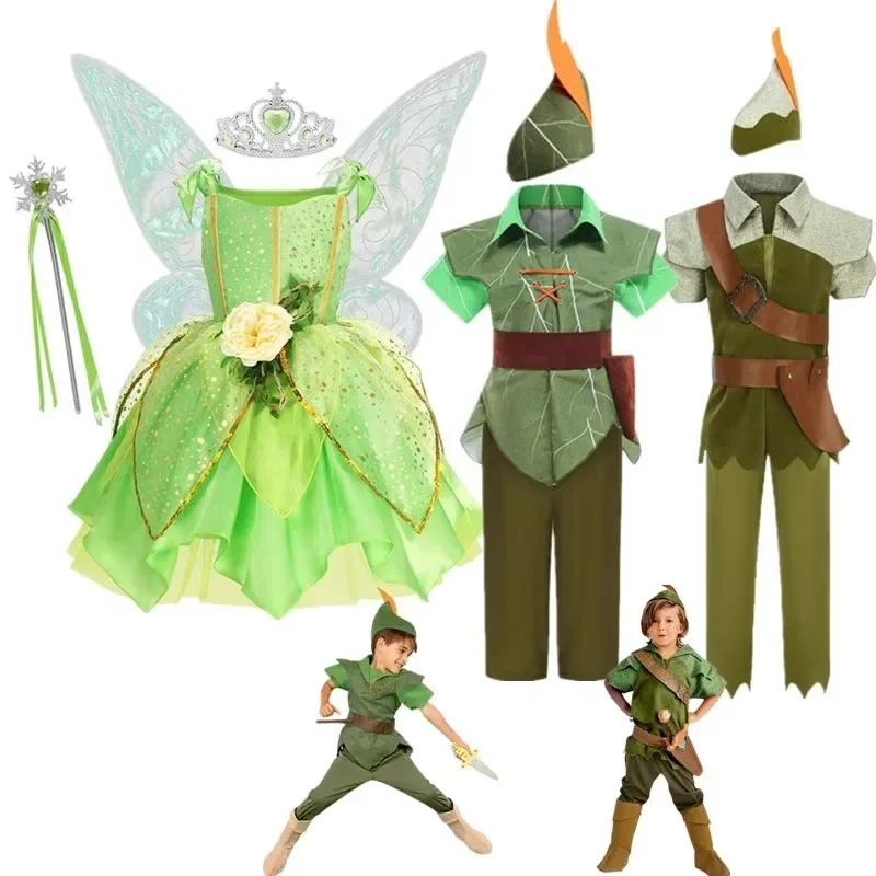 Fancy Girl Flower Fairy Tinker Bell Dress boys Halloween Peter Pan Elf ...